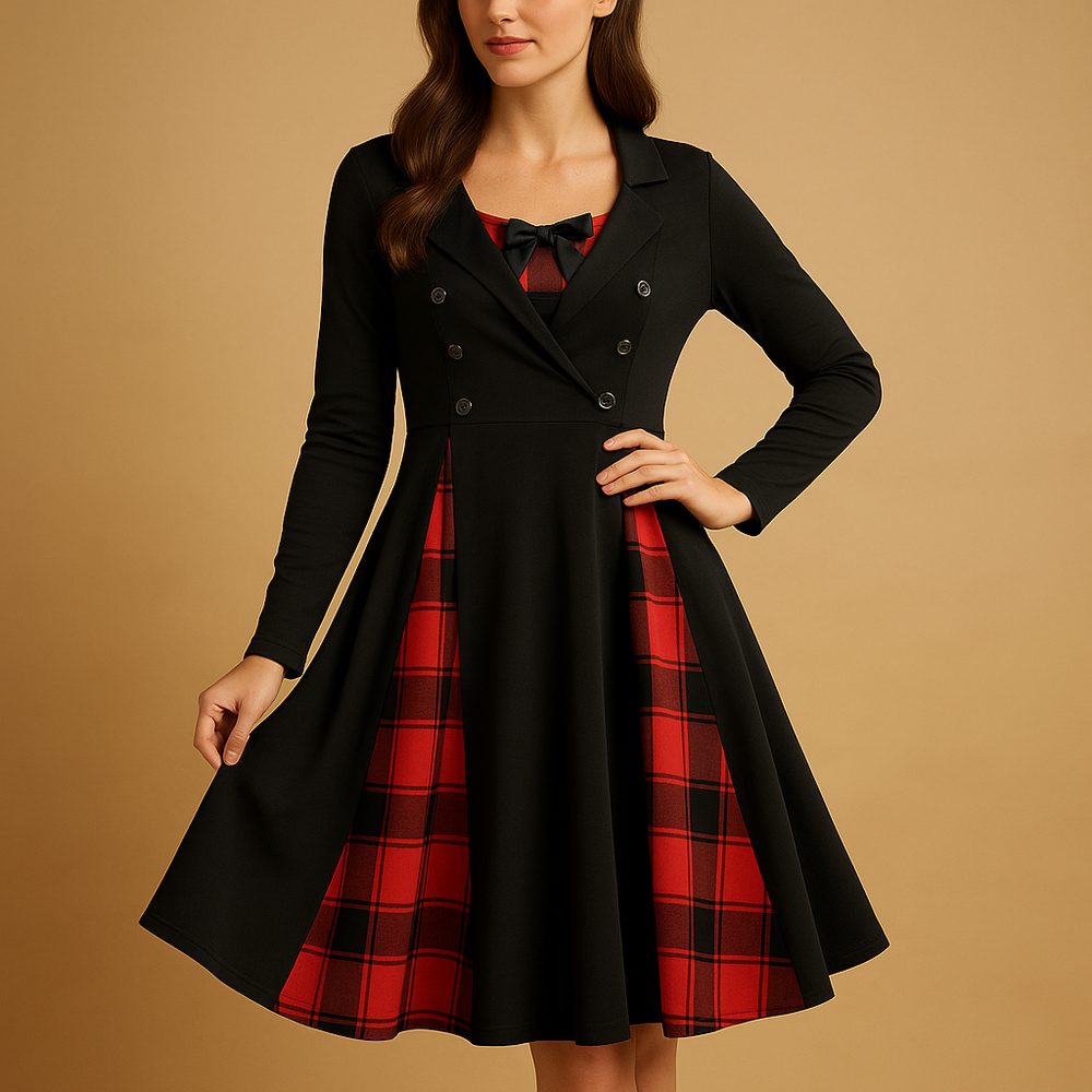 Plaid A-line dress for women | Harper
