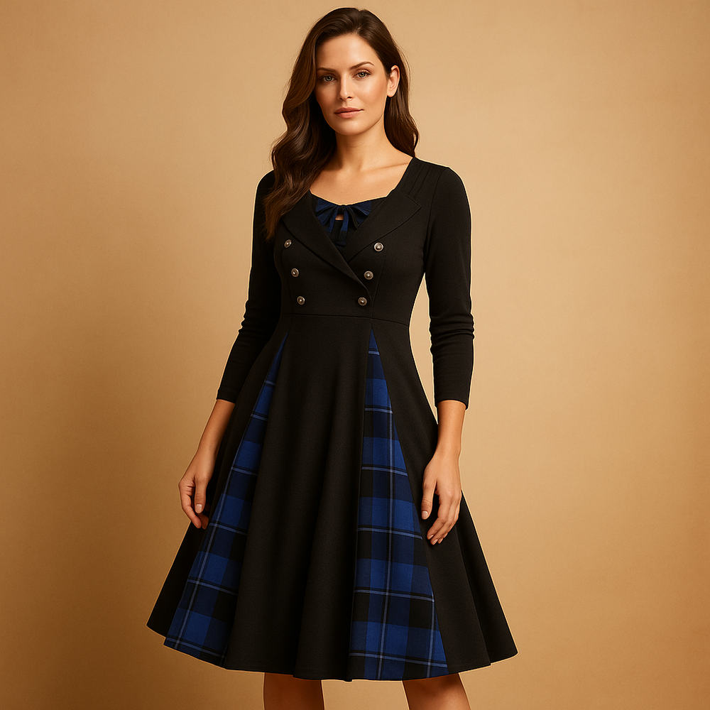 Plaid A-line dress for women | Harper
